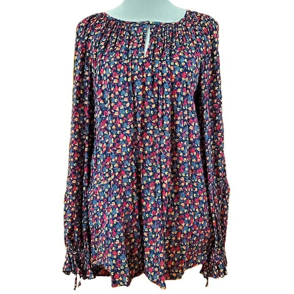 Chaps | Tops | Chaps Ralph Lauren Peasant Blouse Dark Floral Womens Sz ...